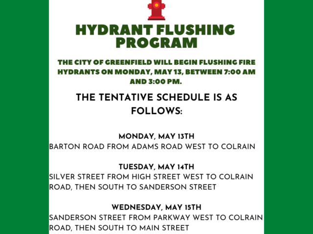 Greenfield DPW releases hydrant flushing schedule - Franklin County Now