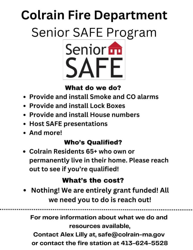 Senior SAFE program expands to Colrain - Franklin County Now