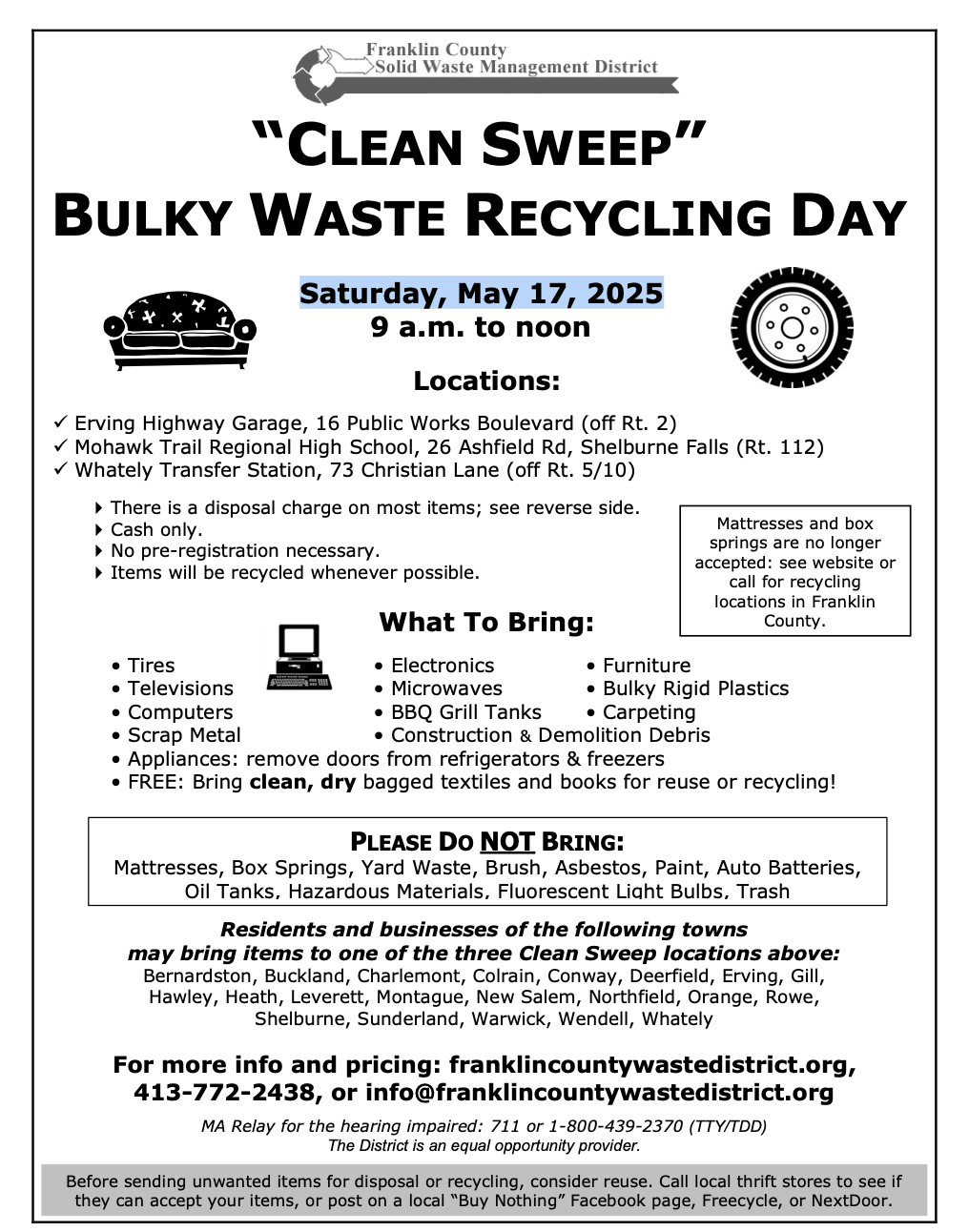 Bulky Waste Day coming May 17th - Franklin County Now